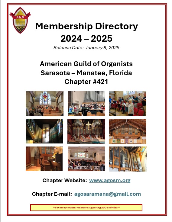 Membership Directory 2024-2025 – Sarasota-Manatee AGO Chapter